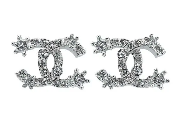 Chanel Cc Logo Snowflake Earrings - Silver (aba435)