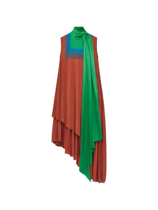 Loewe Pleated Asymmetric Dress - Beige