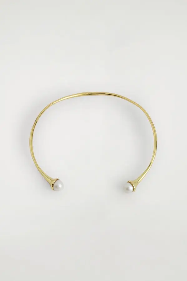 Cos Freshwater Pearl Cuff Necklace - Gold