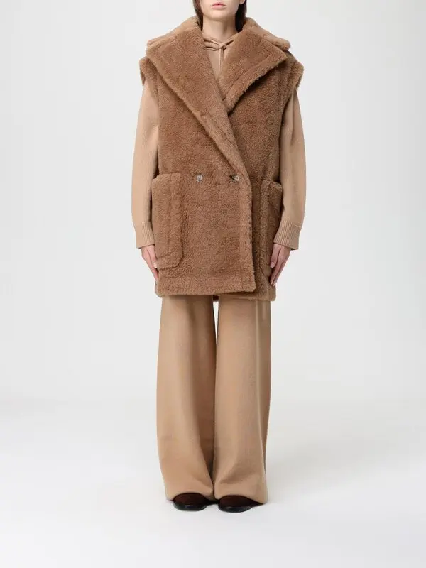 Max Mara Sleeveless Fur Coat - Camel
