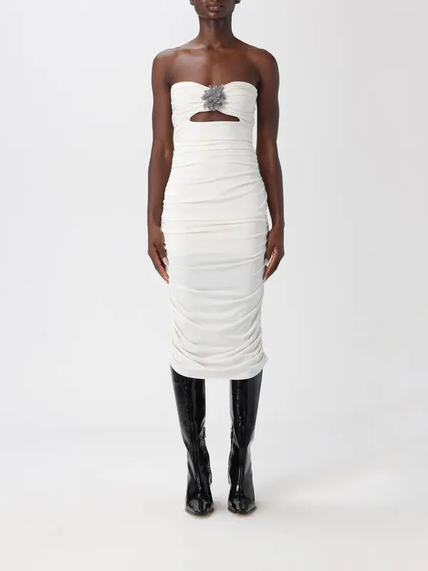 Amen Ruched Strapless Dress