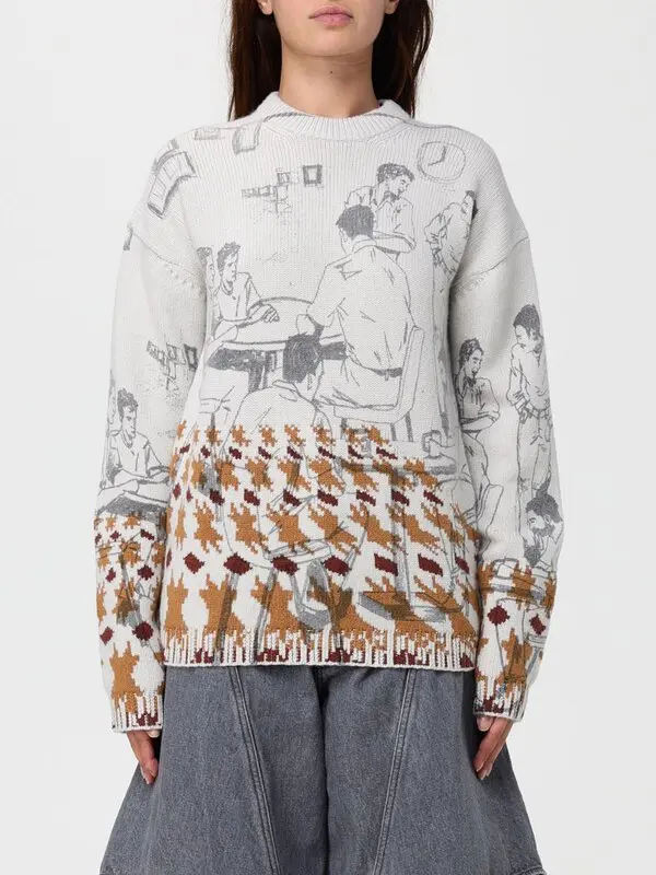 JW Anderson Graphic Print Knit Sweater - Grey