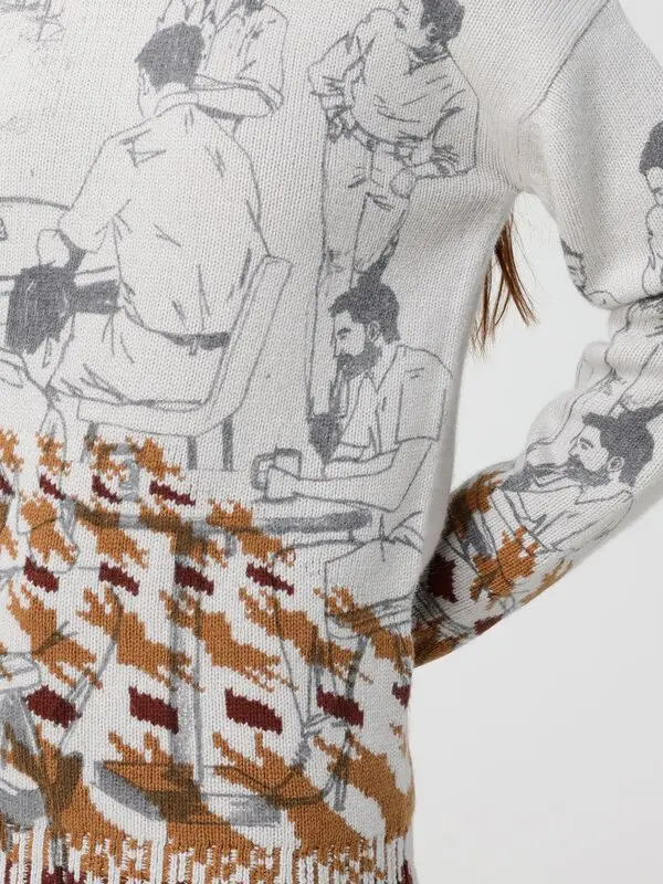 JW Anderson Graphic Print Knit Sweater - Grey