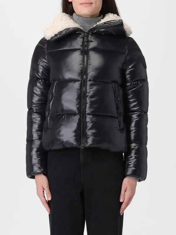 SAVE THE DUCK Puffer Jacket With Fur Trim - Black