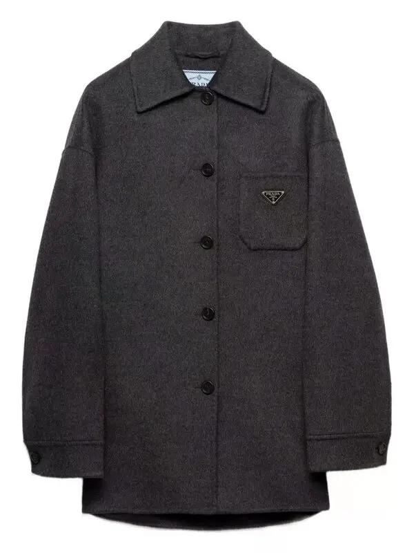 Prada Buttoned Coat With Contrast Collar