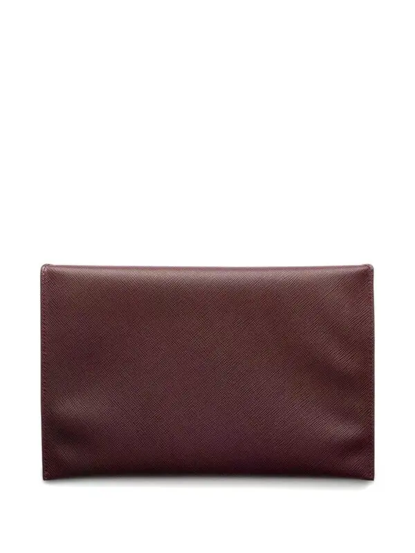 Prada Leather Triangle-logo Clutch - Red