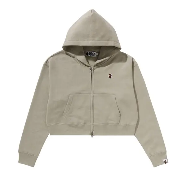 A BATHING APE Pigment Dyed Cropped Zip Hoodie - Grey