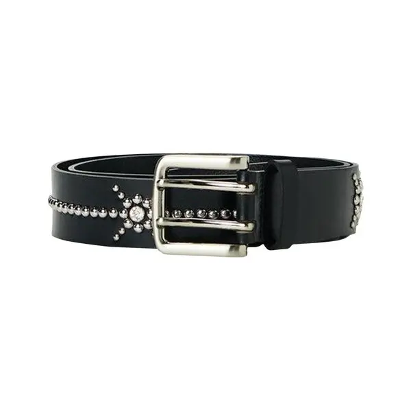 XHIBITION Studded Leather Belt - Black