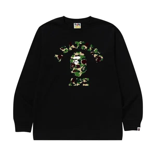 A BATHING APE Abc Camo College Long-sleeve Tee - Black