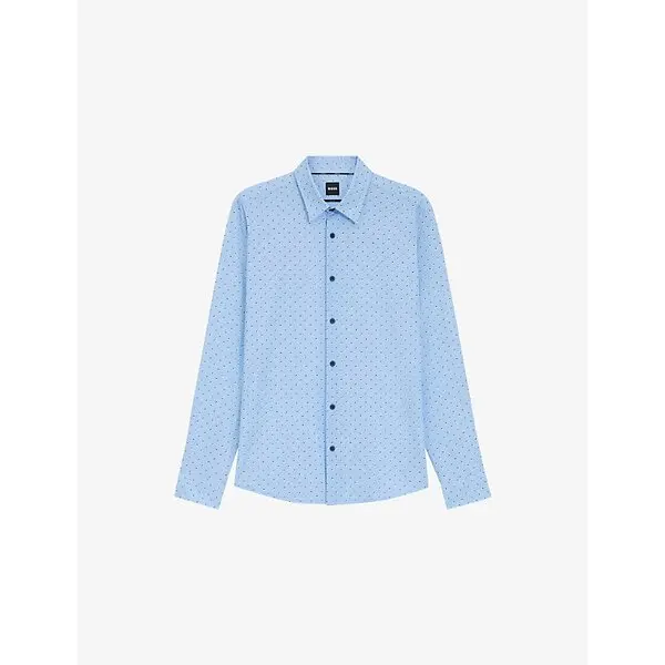BOSS Long-sleeved Slim-fit Stretch-jersey Shirt - Light/pastel Blue