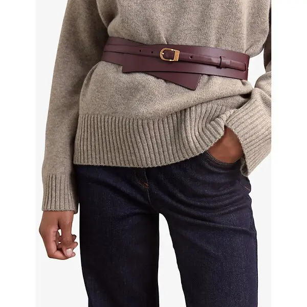 REISS Odell Double-strap Leather Belt