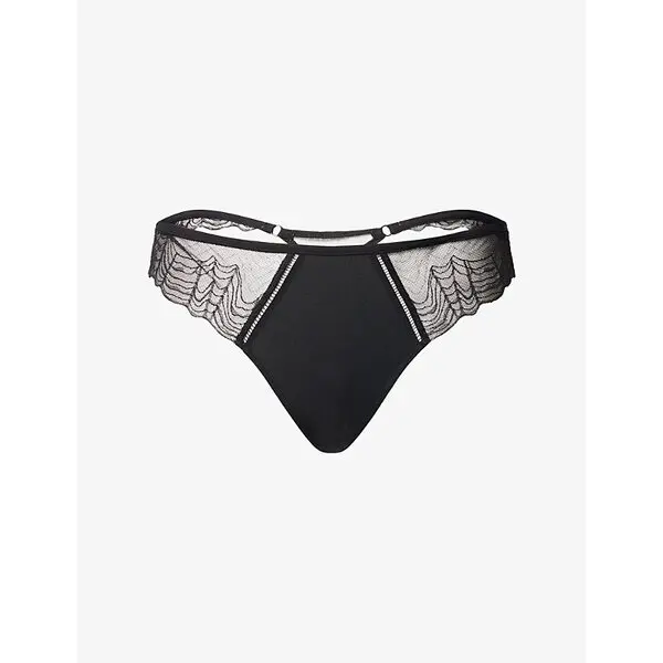 Calvin Klein Geo Lace Stretch-woven Thong - Black