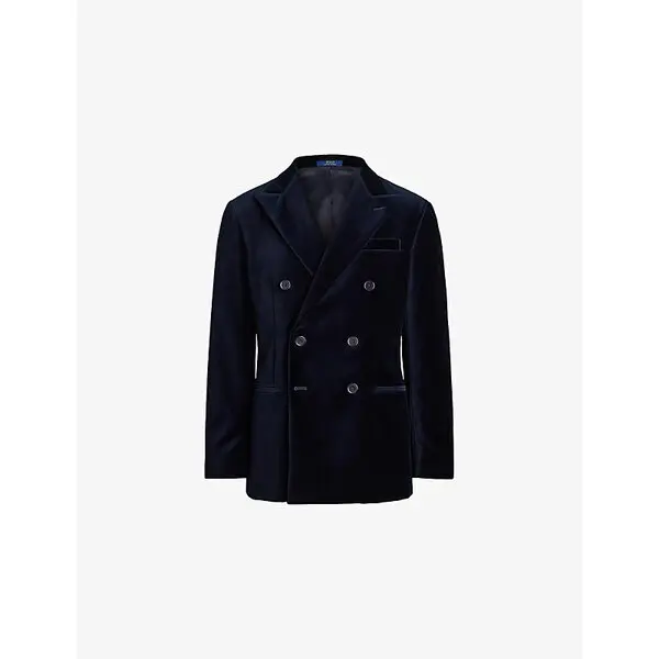 Ralph Lauren Peak-lapel Double-breasted Velvet Blazer - Navy