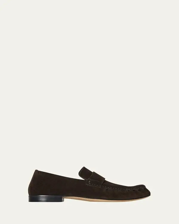 THE ROW Suede Penny Loafers - Lacquer Brown