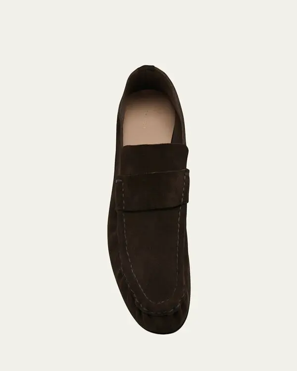 THE ROW Suede Penny Loafers - Lacquer Brown
