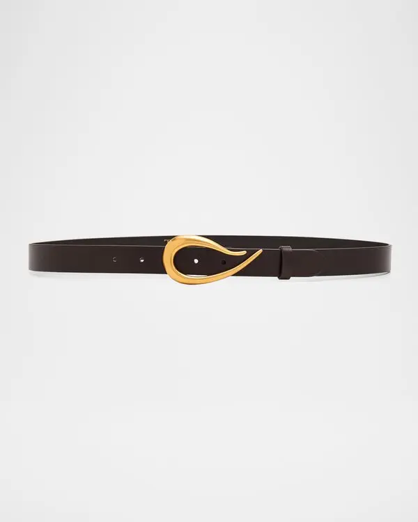 TWP Medium Leather Belt With Snake Buckle - Neutral
