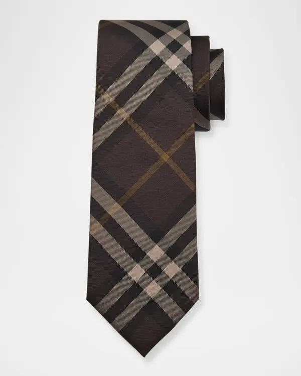 Burberry Thornton Check Mulberry Silk Tie - Truffle Ip