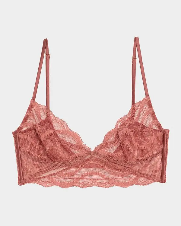 Kiki De Montparnasse Leche Moi Lace-trim Longline Bra - Rose Fauve