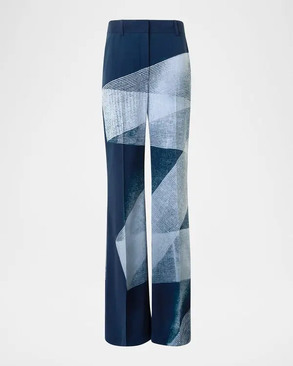 Akris Florine Zigzag-print Wide-leg Pants