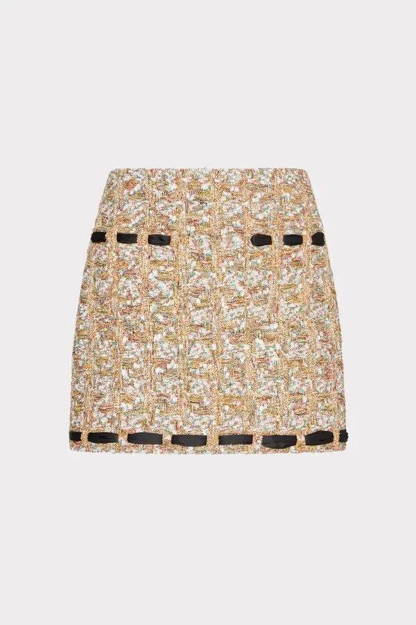 MILLY Romina Tweed Ribbon Mini Skirt