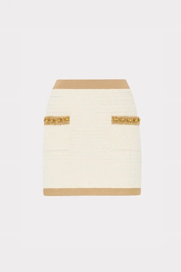 MILLY Embellished Mini Skirt - Ecru/gold
