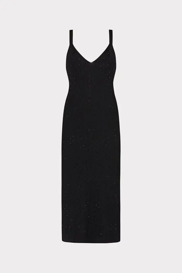 MILLY Rhinestone Knit Cami Midi Dress