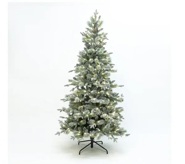 LUXEN HOME Luxenhome 6.5ft Pre-lit Artificial Tree W/ Fros Ted Branches - One-color