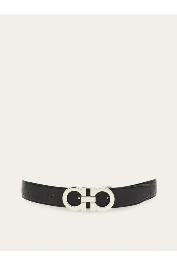 FERRAGAMO Reversible Gancini Belt - Black