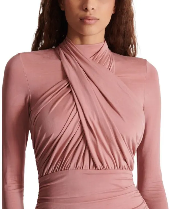 Balmain Pleated Jersey Midi Dress - Pink