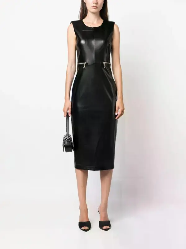 Patrizia Pepe Patent-finish Midi Dress With Zip Detailing