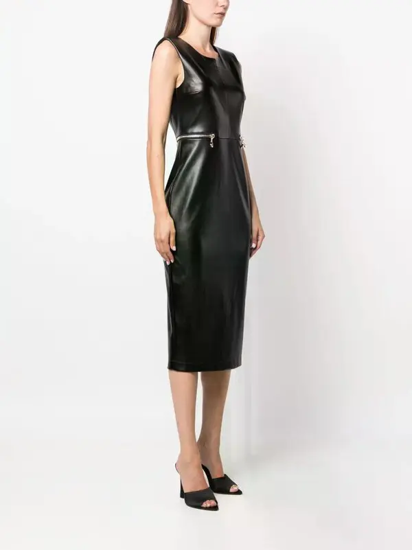 Patrizia Pepe Patent-finish Midi Dress With Zip Detailing