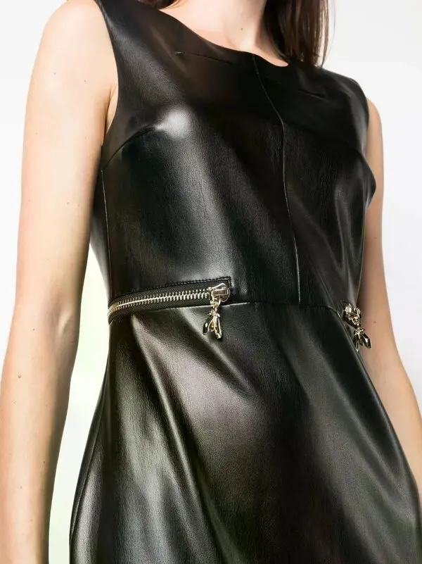 Patrizia Pepe Patent-finish Midi Dress With Zip Detailing