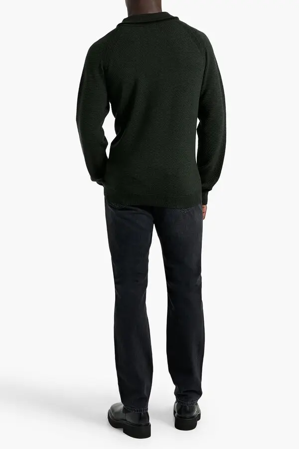 WE NORWEGIANS Geilo Merino Wool Half-zip Sweater - Dark Green