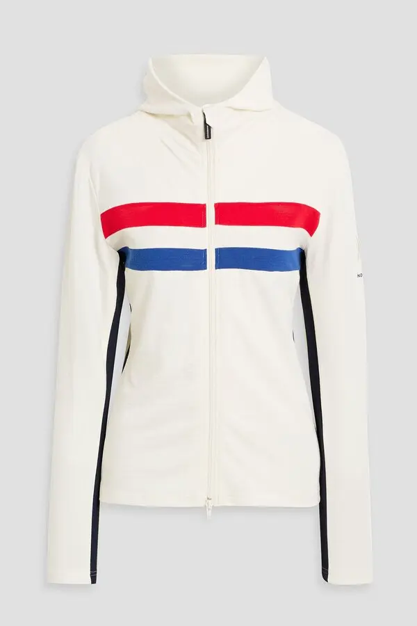 WE NORWEGIANS Striped Wool-blend Piqué Zip-up Hoodie - Ivory