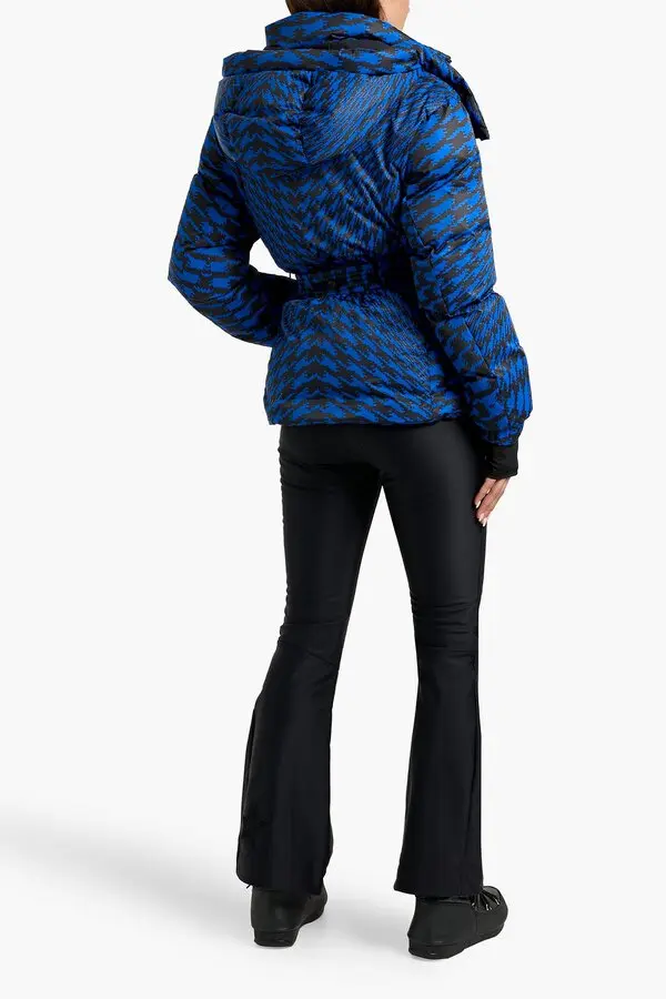 Perfect Moment Candice Quilted Printed Hooded Down Ski Jacket - Indigo