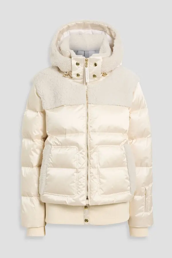 Bogner Quilted Down Ski Jacket With Shearling Panels - Cream