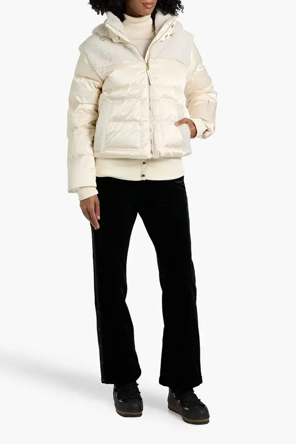 Bogner Quilted Down Ski Jacket With Shearling Panels - Cream
