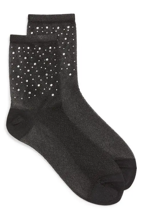 Nordstrom Rhinestone Metallic Quarter Socks - Black
