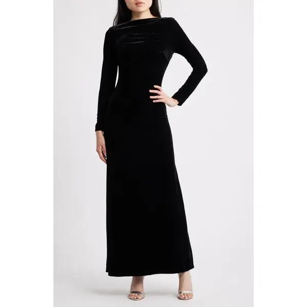 SONYA MODA Fiore Cutout Velvet Maxi Dress