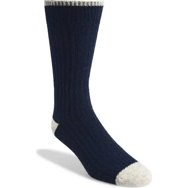 Nordstrom Ribbed Wool And Cashmere Crew Socks - Navy Heather