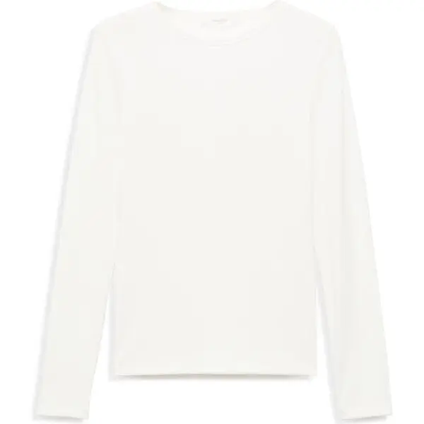 Mango Long Sleeve Rib T-shirt - Ivory White