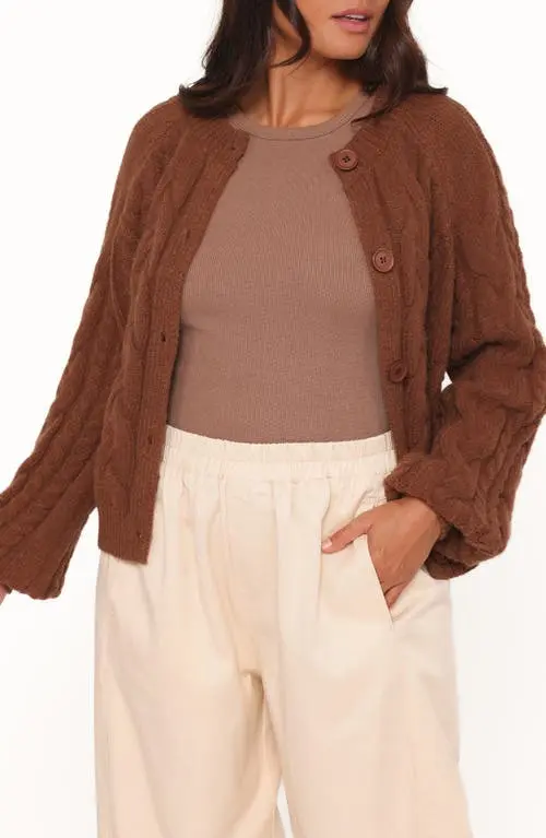 PETAL & PUP Nika Cable Stitch Cardigan - Brown