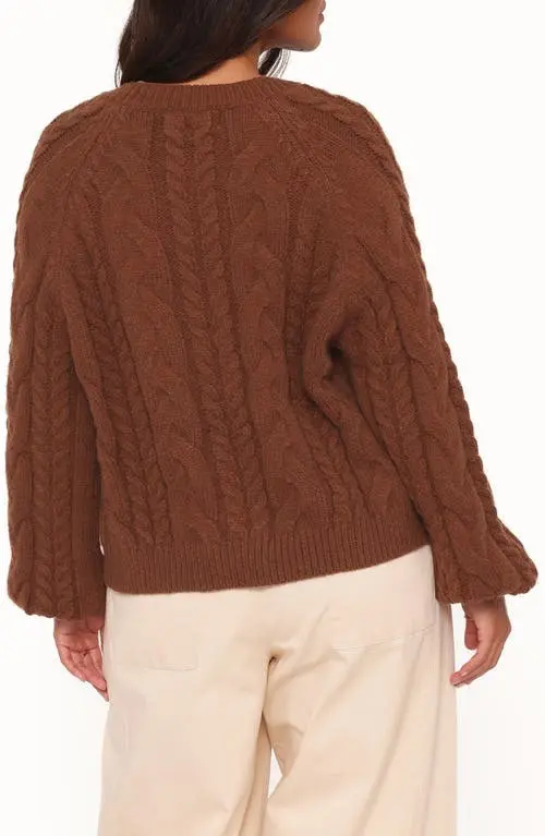 PETAL & PUP Nika Cable Stitch Cardigan - Brown