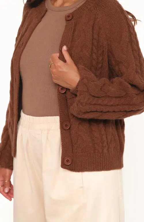 PETAL & PUP Nika Cable Stitch Cardigan - Brown