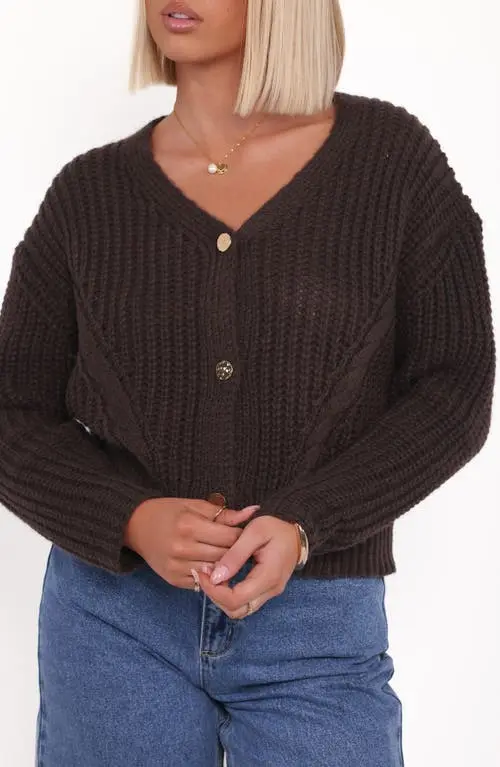 PETAL & PUP Henderson Chunky Knit Cardigan - Brown