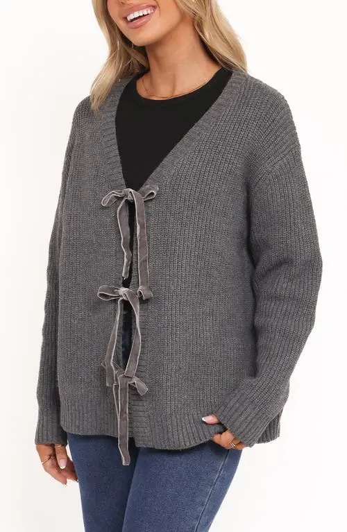 PETAL & PUP Tie-front Cardigan - Grey