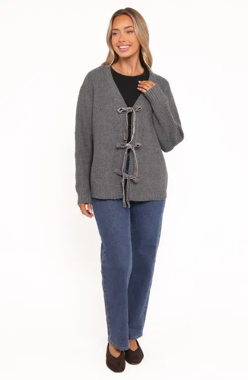 PETAL & PUP Tie-front Cardigan - Grey