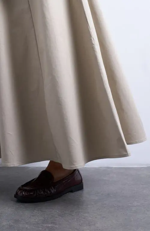 Topshop Twill Midi Circle Skirt