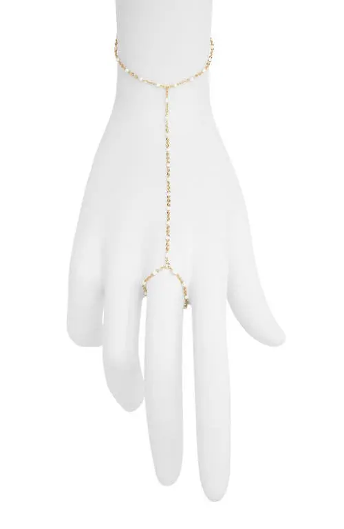 NASHELLE Iris Bead Hand Chain - Gold Fill/white