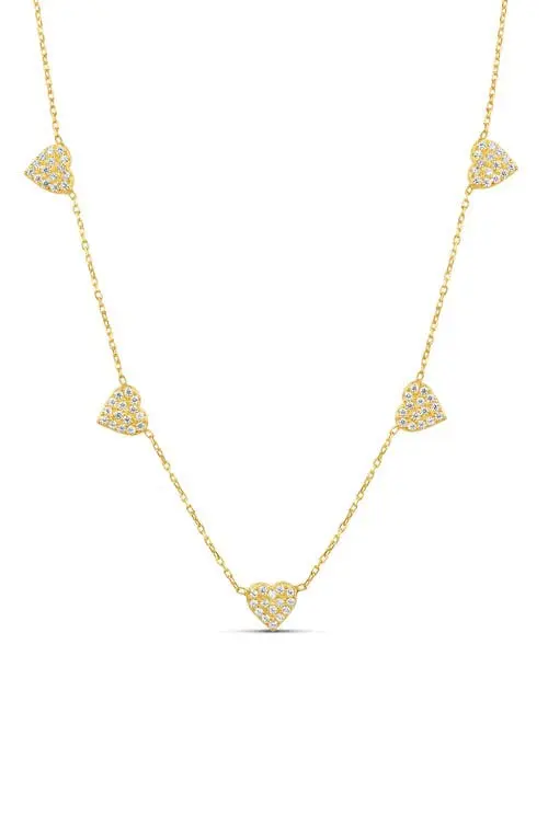 SHYMI Pavé Heart Station Chain Necklace - Gold
